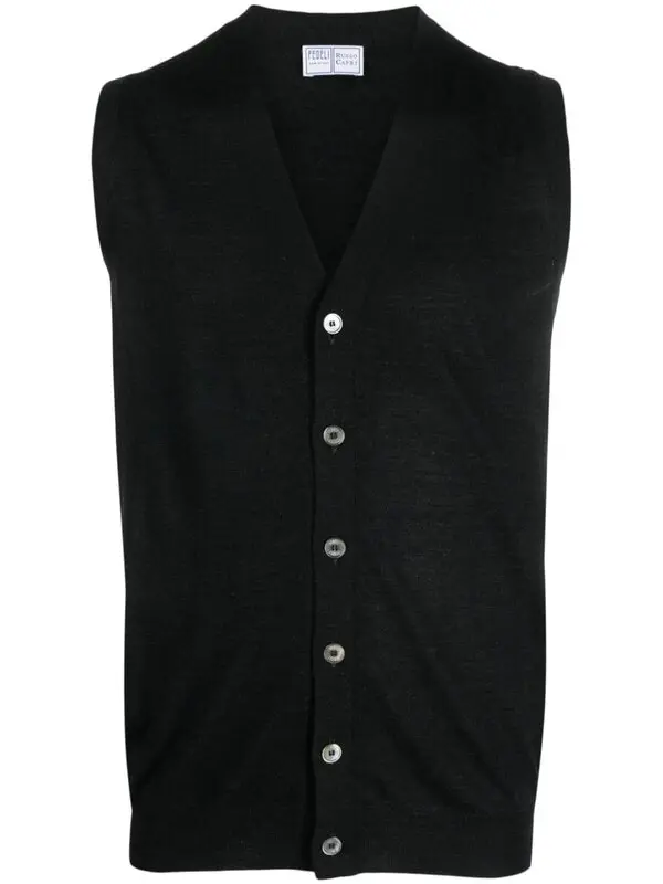 Fedeli V-neck Sleeveless Virgin Wool Cardigan