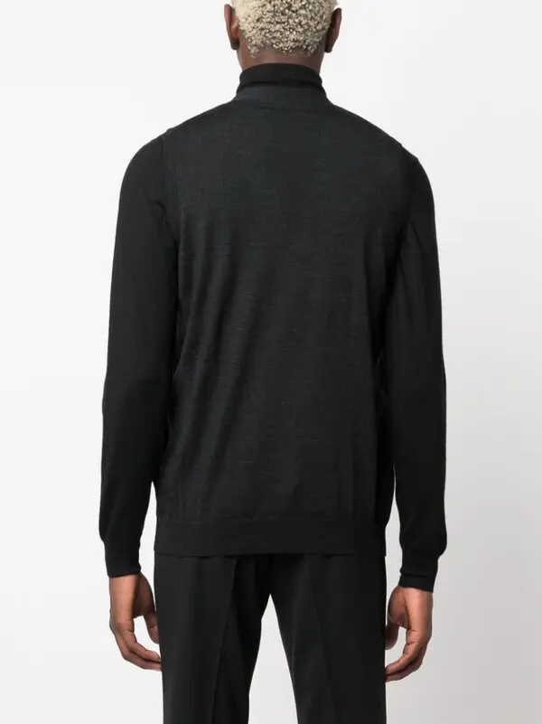 Fedeli V-neck Sleeveless Virgin Wool Cardigan