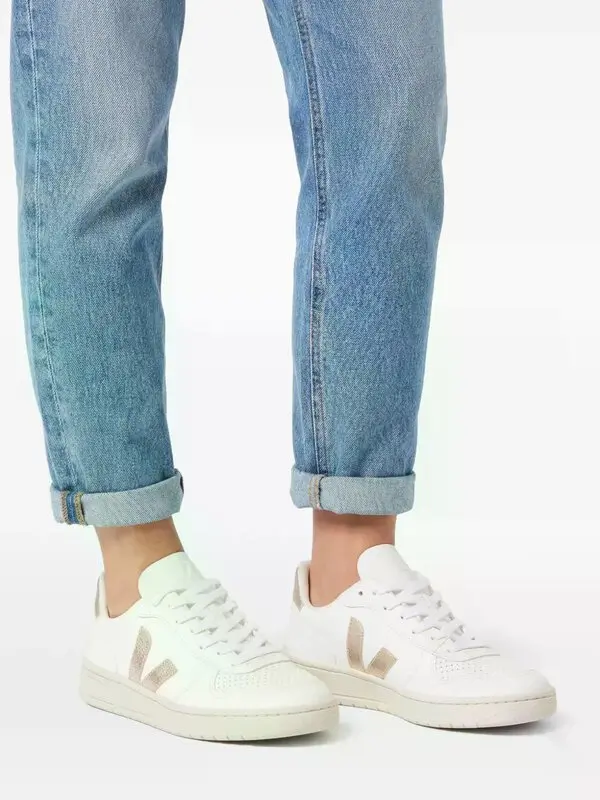 VEJA V-10 Chromefree Leather Sneakers - White