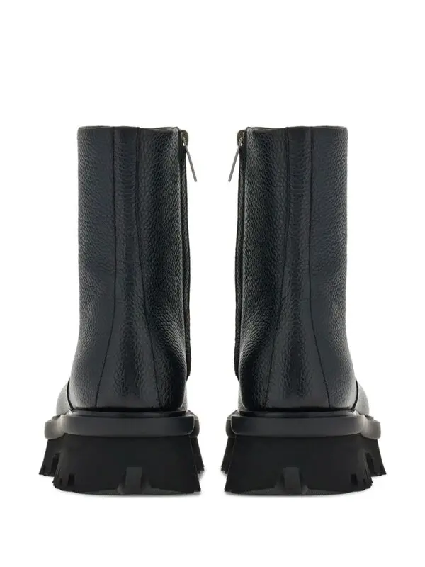 FERRAGAMO Round-toe Leather Ankle Boots - Black