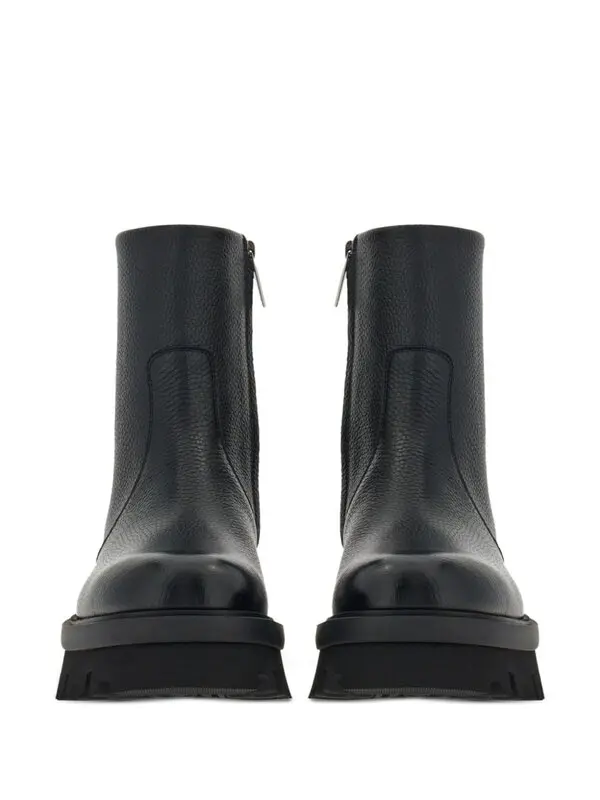 FERRAGAMO Round-toe Leather Ankle Boots - Black