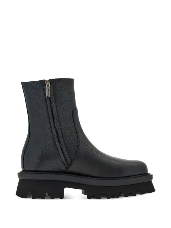 FERRAGAMO Round-toe Leather Ankle Boots - Black