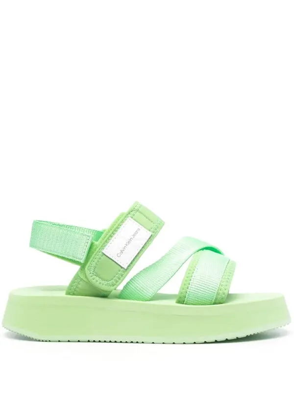 Calvin Klein Logo Patch Platform Sandals