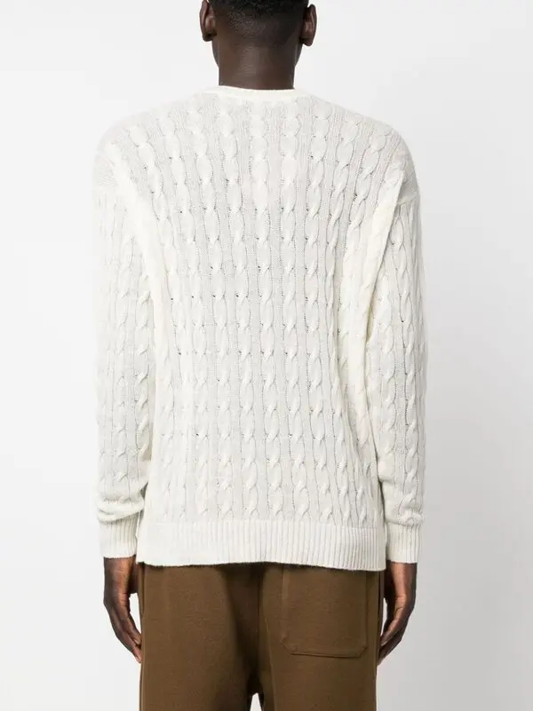 Etro Pegaso-motif Cable-knit Jumper - White