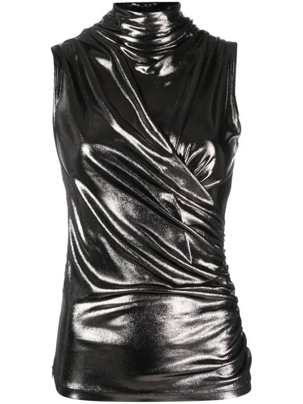 Blumarine Draped Metallic Top - Grey