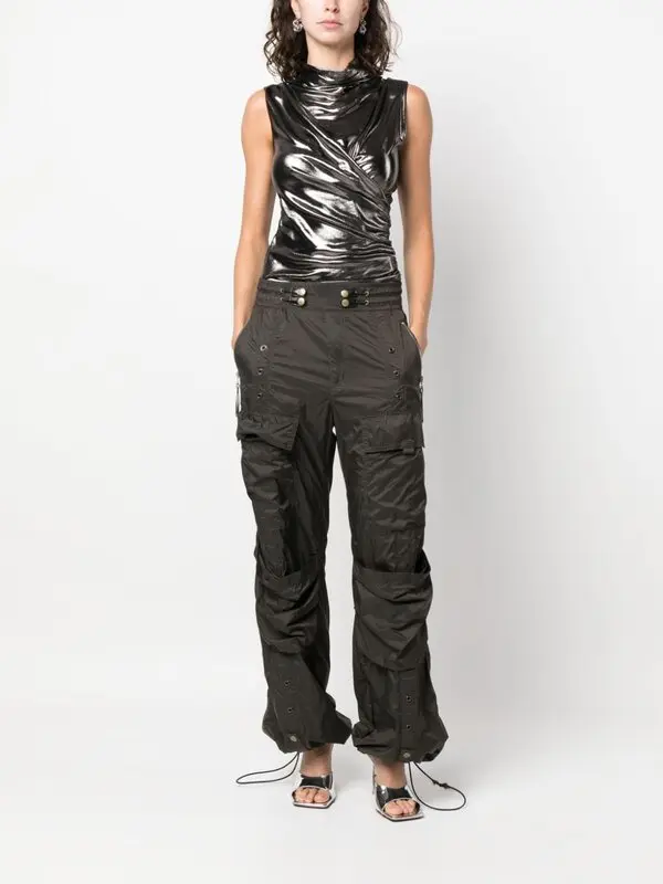 Blumarine Draped Metallic Top - Grey