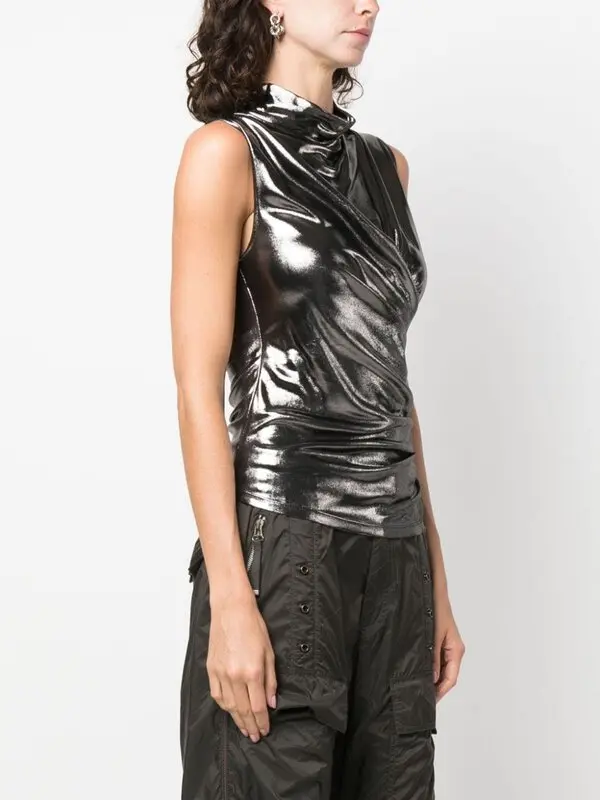 Blumarine Draped Metallic Top - Grey