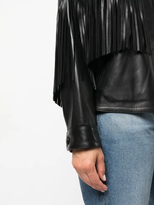 DANCASSAB Fringed Leather Shirt Jacket