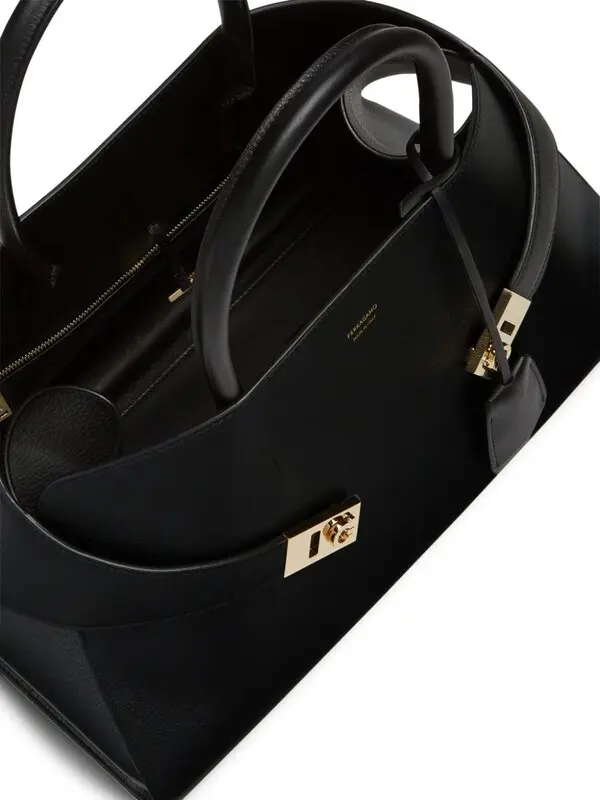 FERRAGAMO Hug Leather Tote - Black
