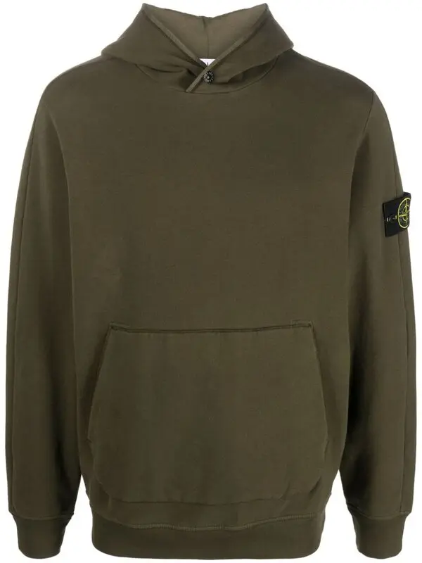 Stone Island Logo-patch Cotton Hoodie - Green