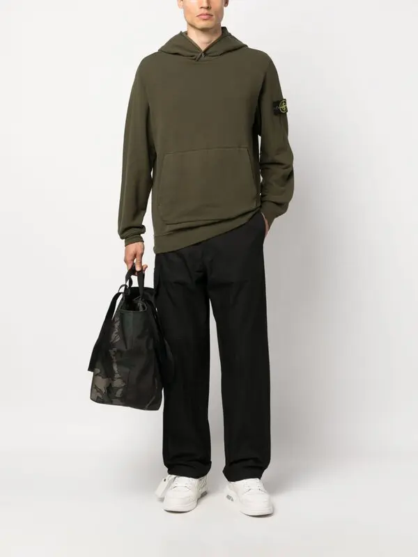 Stone Island Logo-patch Cotton Hoodie - Green