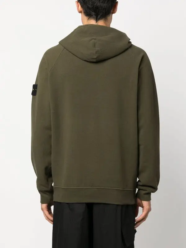 Stone Island Logo-patch Cotton Hoodie - Green