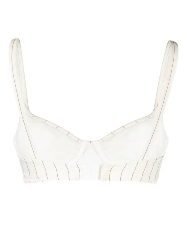JEAN PAUL GAULTIER Stripe-print Bra - Neutrals