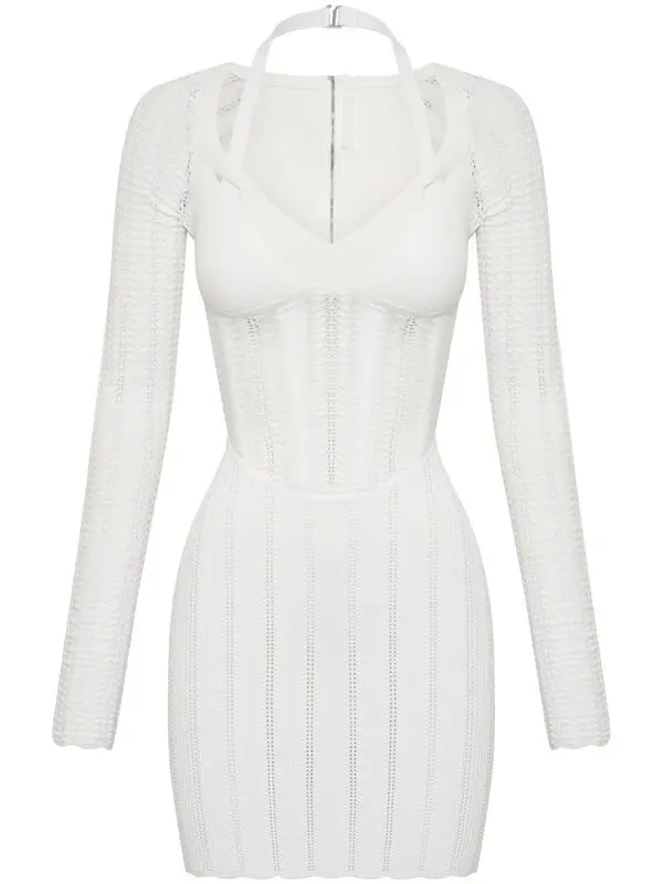 DION LEE Open-knit Corset Minidress - White