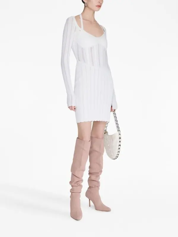 DION LEE Open-knit Corset Minidress - White