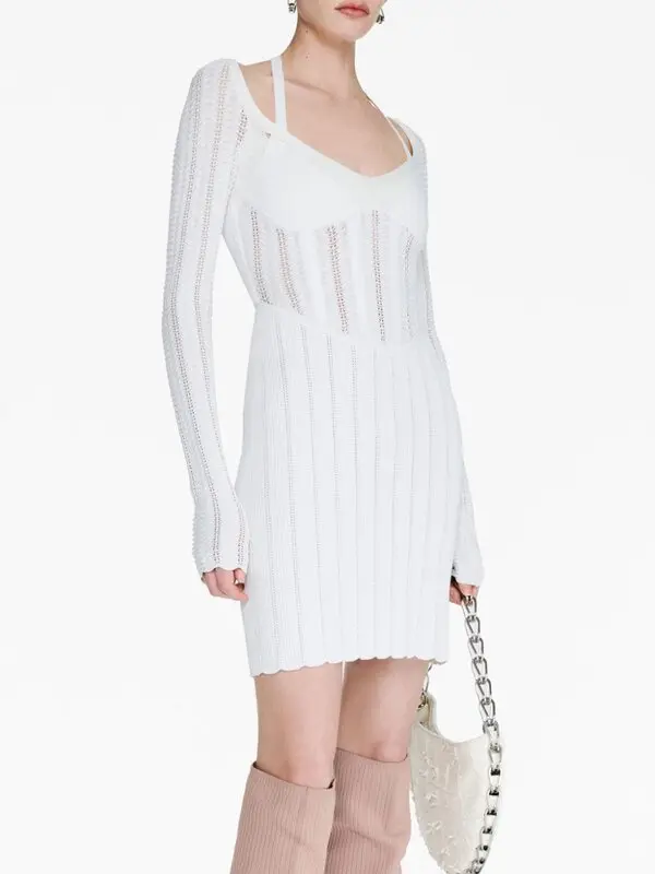 DION LEE Open-knit Corset Minidress - White