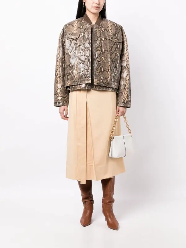 REJINA PYO Snakeskin-print Bomber Jacket