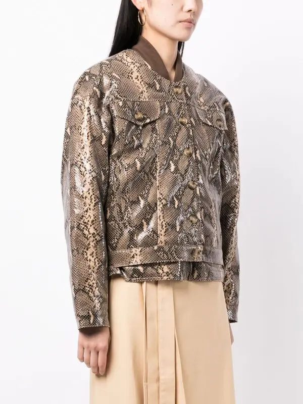 REJINA PYO Snakeskin-print Bomber Jacket