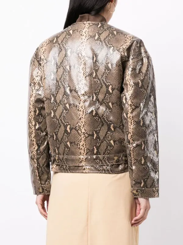 REJINA PYO Snakeskin-print Bomber Jacket
