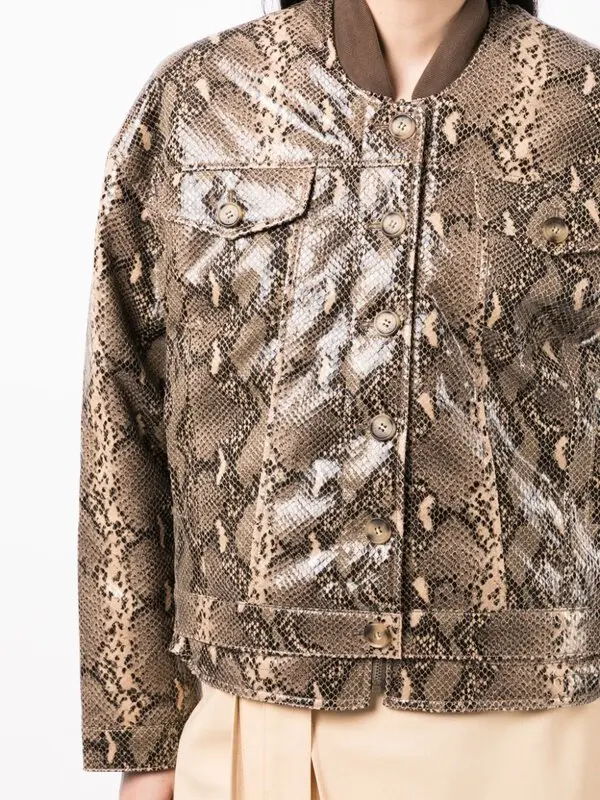 REJINA PYO Snakeskin-print Bomber Jacket