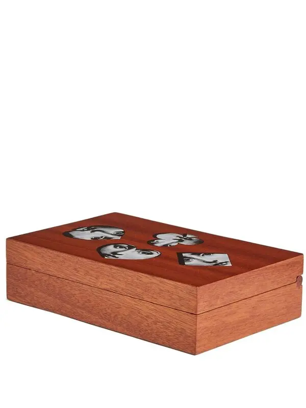 FORNASETTI Visi Hand-painted Card Box - Brown