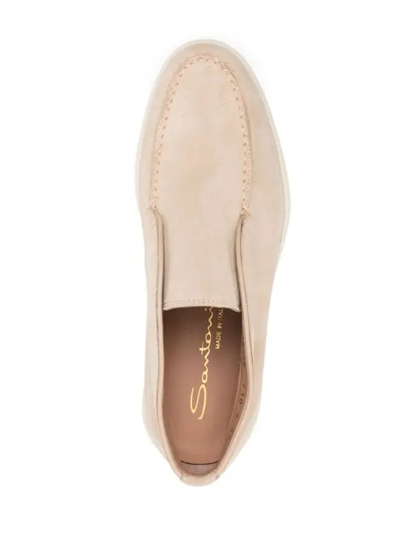 Santoni Suede Slip-on Loafers - Neutrals