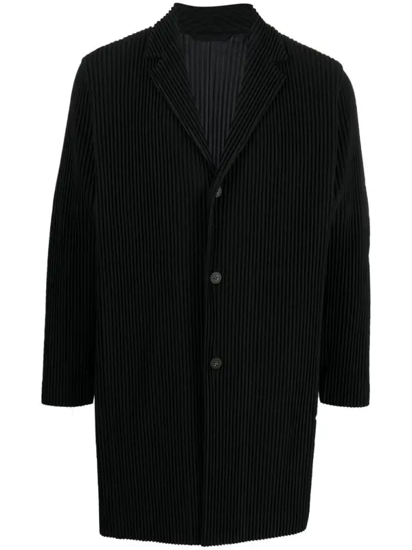 Issey Miyake Ribbed Single-breasted Coat - Black