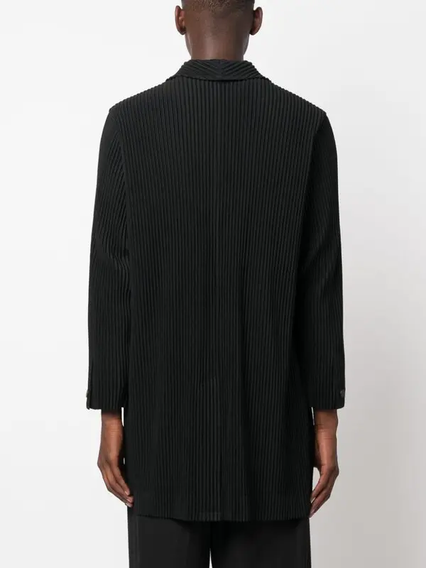 Issey Miyake Ribbed Single-breasted Coat - Black