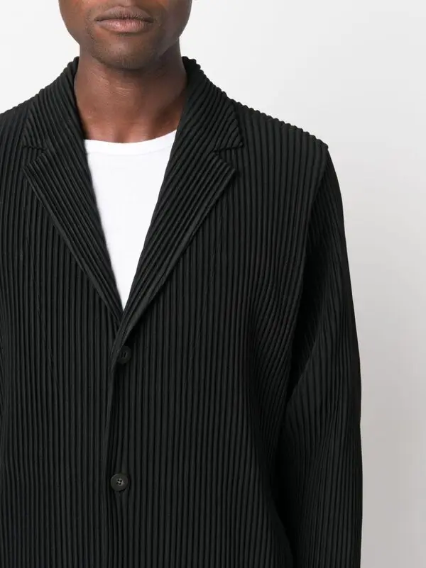 Issey Miyake Ribbed Single-breasted Coat - Black