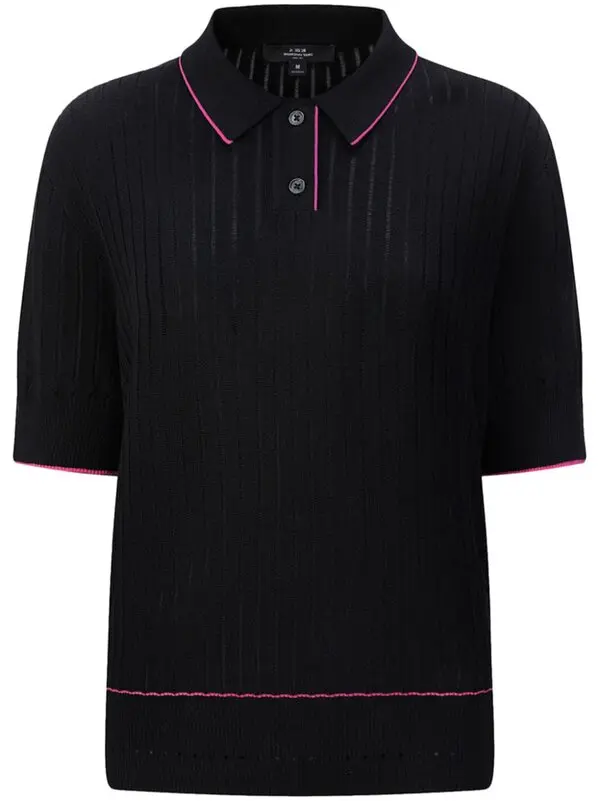 Shanghai Tang Ribbed Cotton Polo Top