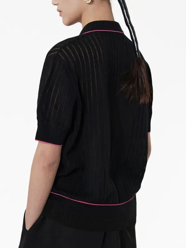Shanghai Tang Ribbed Cotton Polo Top