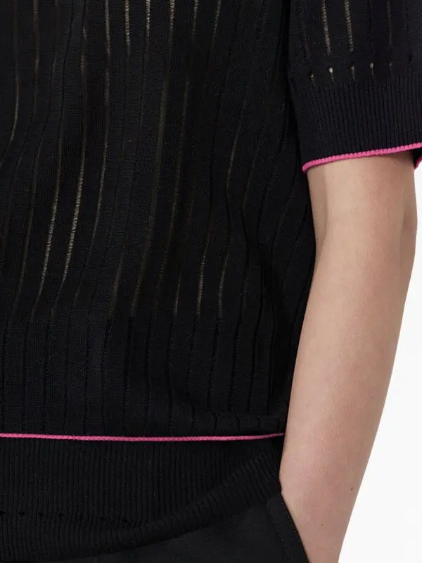 Shanghai Tang Ribbed Cotton Polo Top
