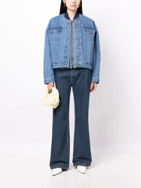 REJINA PYO Wells Layered Denim Bomber Jacket