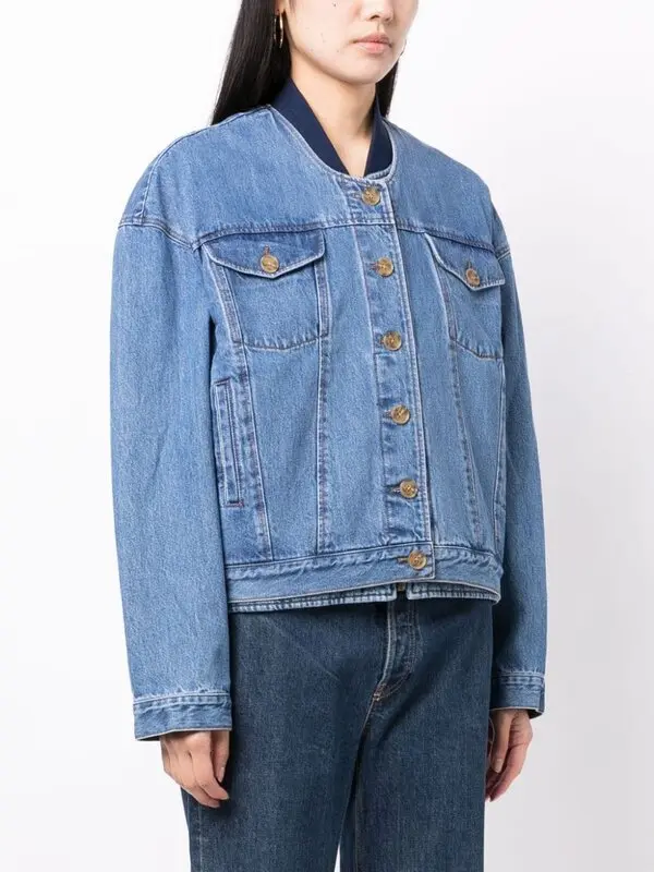 REJINA PYO Wells Layered Denim Bomber Jacket