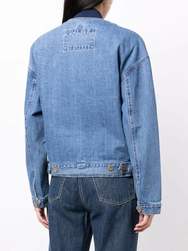 REJINA PYO Wells Layered Denim Bomber Jacket