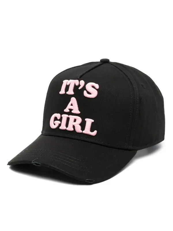 Dsquared2 Slogan Embroidered Cotton Baseball Cap - Black