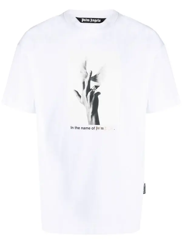 Palm Angels Hand-photo Cotton T-shirt - White