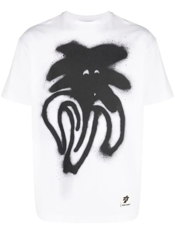 Palm Angels Spray Logo-print Cotton T-shirt - White