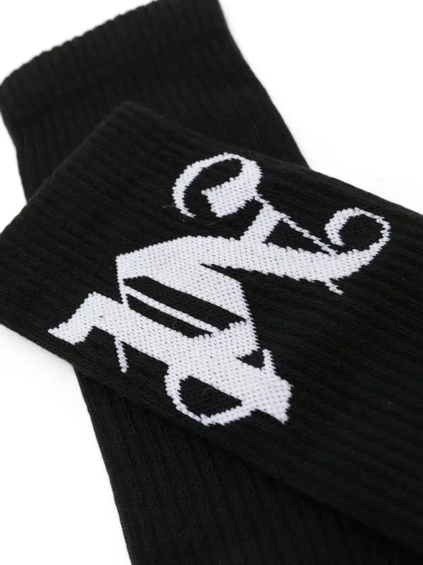 Palm Angels Intarsia-logo Ribbed Socks
