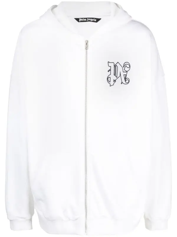 Palm Angels Monogram-embroidered Cotton Hoodie