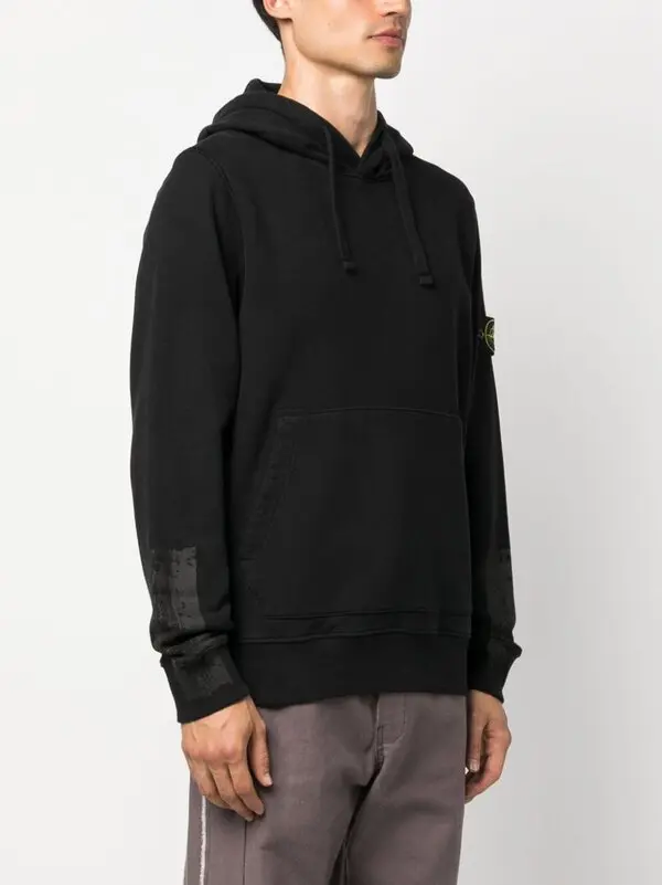 Stone Island Logo-Patch Long-Sleeve Hoodie In Black - 62
