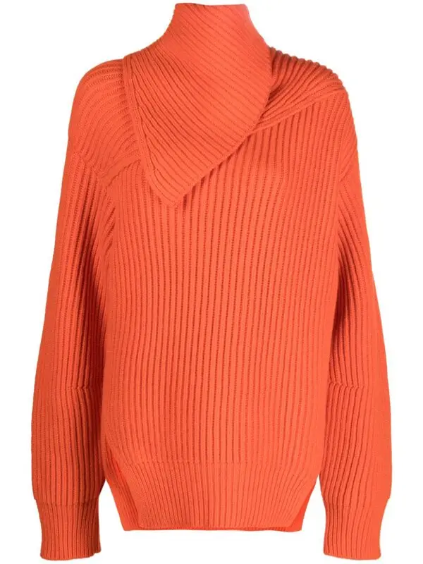 JIL SANDER Foldover-neck Jumper - Orange