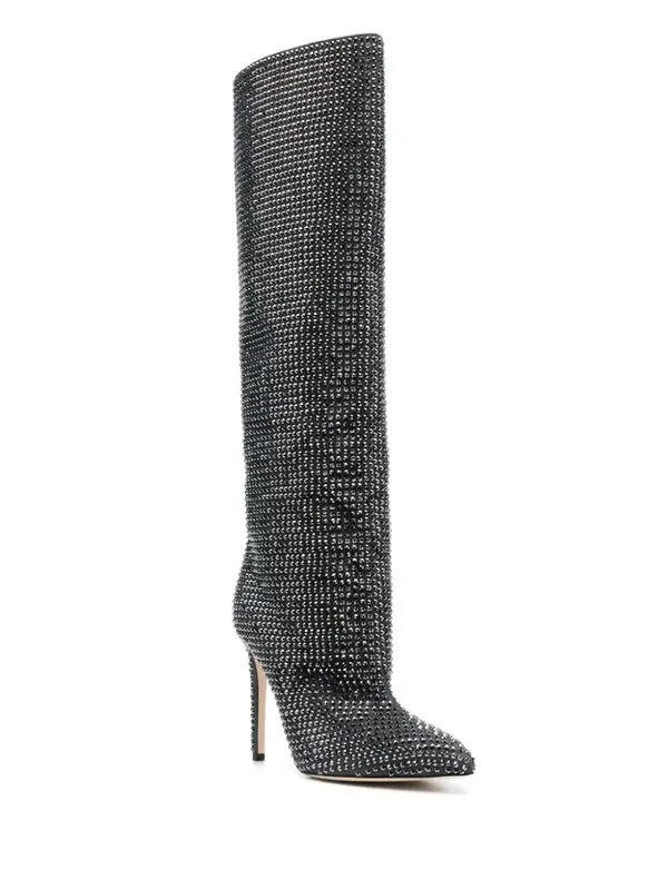 Paris Texas Holly 115mm Crystal-embellished Boots - Black