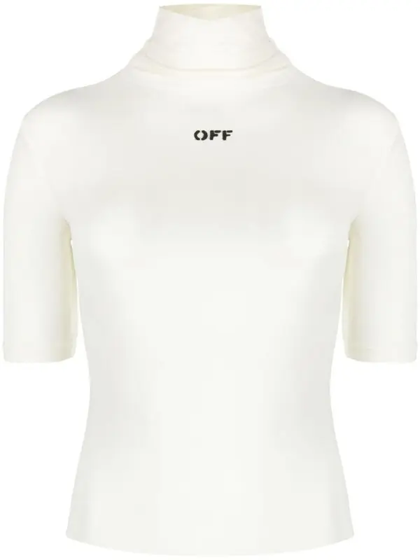 Off-White Logo-print Mock-neck Top - White