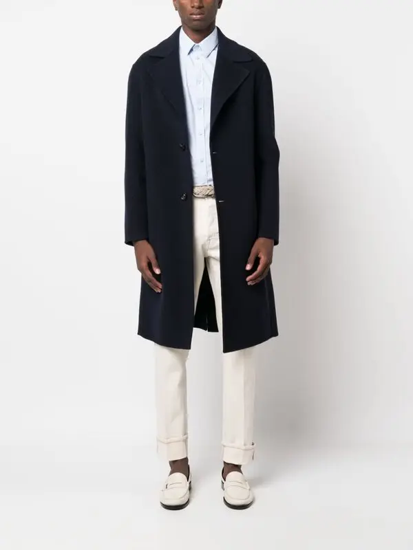 LARDINI Single-breasted Wool-blend Coat - Blue