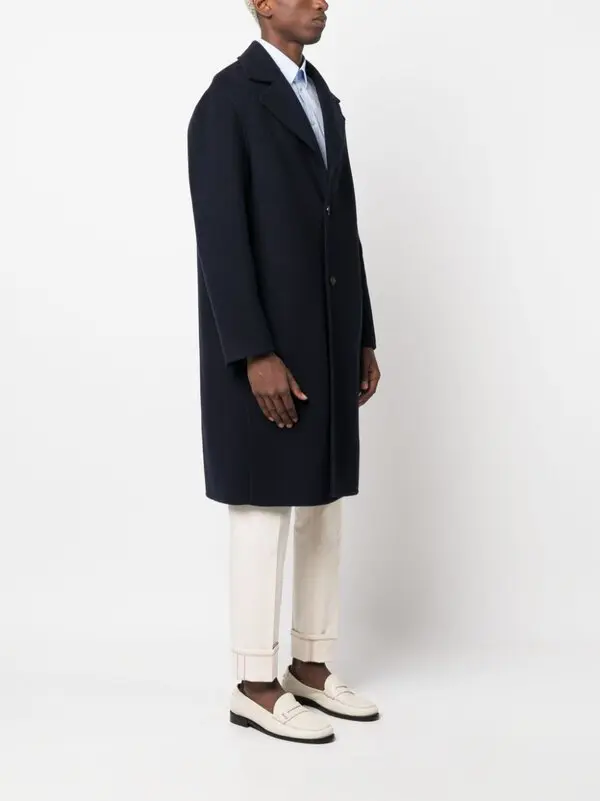 LARDINI Single-breasted Wool-blend Coat - Blue