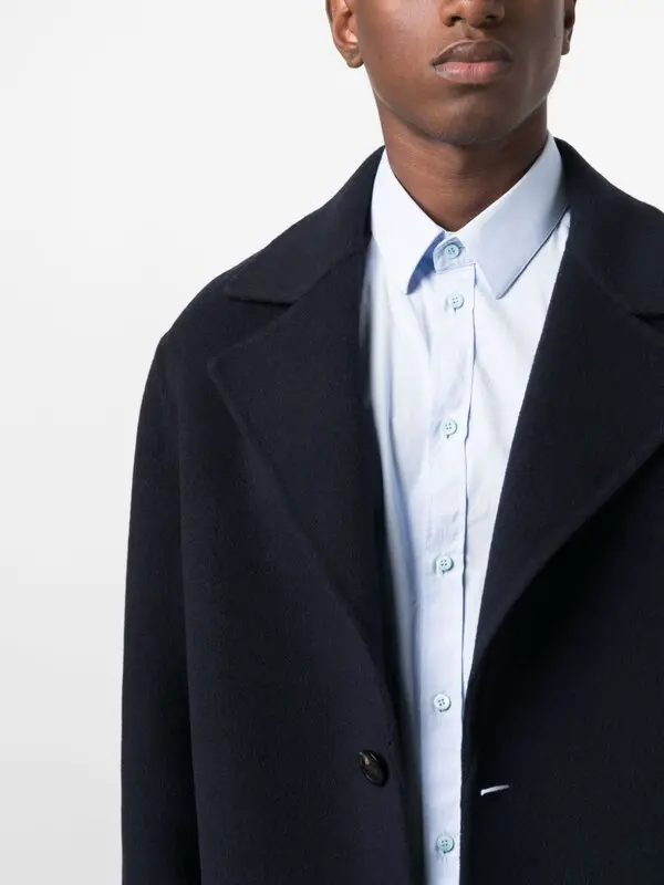 LARDINI Single-breasted Wool-blend Coat - Blue