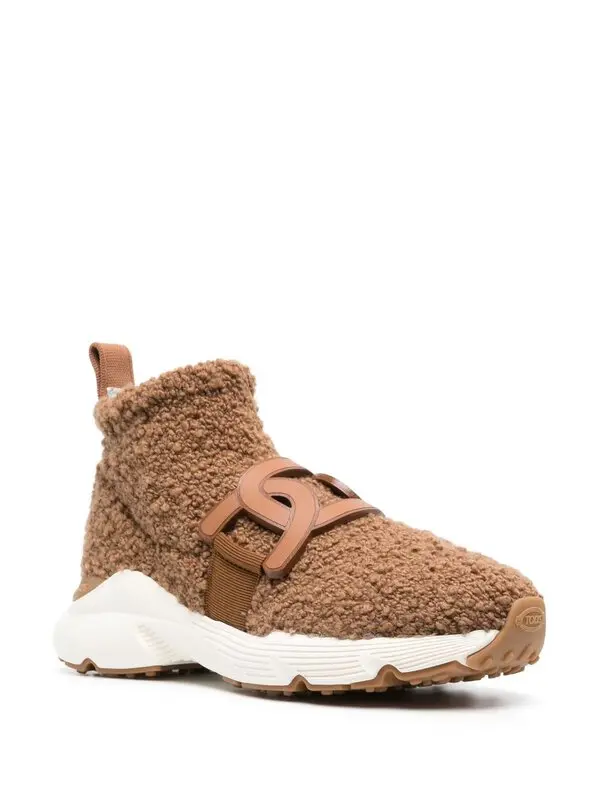 TOD'S Shearling Logo-plaque Sneakers - Brown