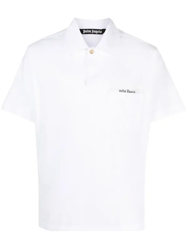 Palm Angels Sartorial Tape Cotton Polo Shirt - White