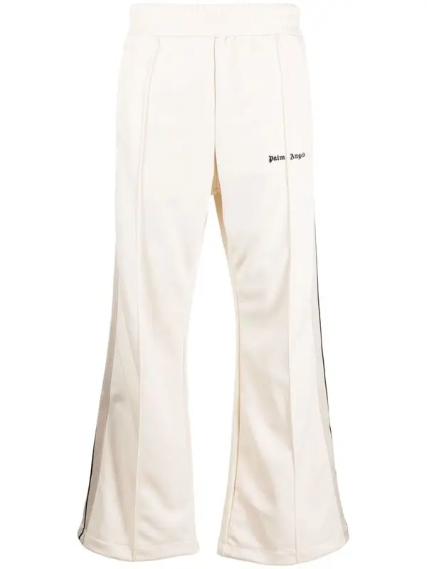 Palm Angels Logo-embroidered Flared Track Pants - Neutrals